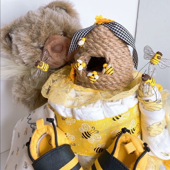 Handmade | Accessories | Honey Teddy Bear Diaper Diaper Cake Bee Themed ...